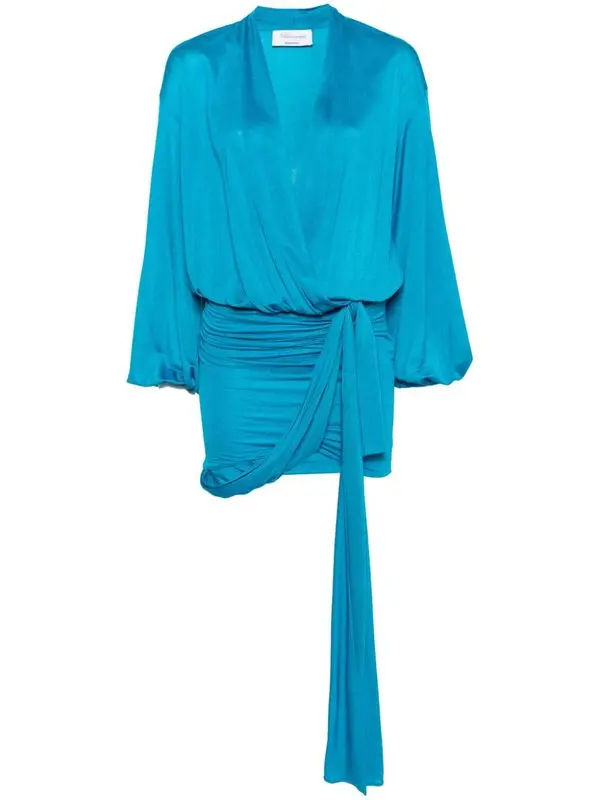 Blumarine Long-sleeve Wrap Mini Dress - Blue