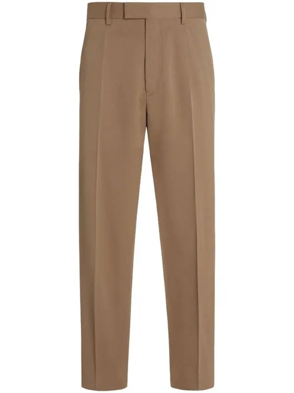 Zegna Pleated Tapered Trousers - Brown