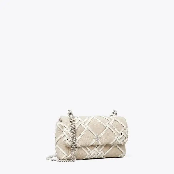 Tory Burch Mini Kira Woven Flap Bag - Natural/blanc