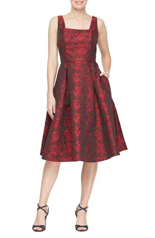 green emerald velvet dress CLOCOR Women's Midi Dress 3/4 Sleeves A-Line Fit and Flare Casual Dress  Cocktail Wedding Guest Party Dress with Pockets Black Red M at Amazon  Women's Clothing store main image 0