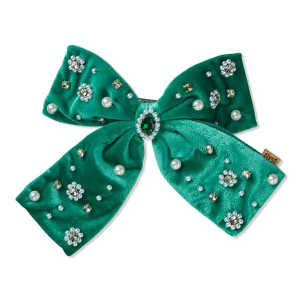 SCUNCI Embellished Velvet Bow Barrette