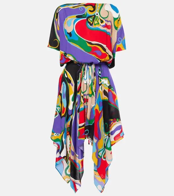 Emilio Pucci Orchidee Asymmetric Minidress