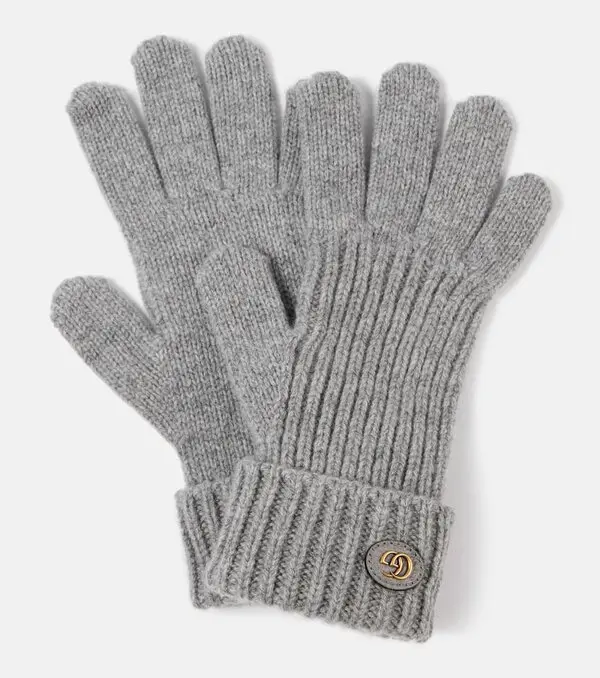 Gucci Double G Wool And Cashmere Gloves - Grey