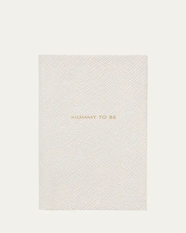 Smythson Mummy To Be Chalk Panama Leather Notebook