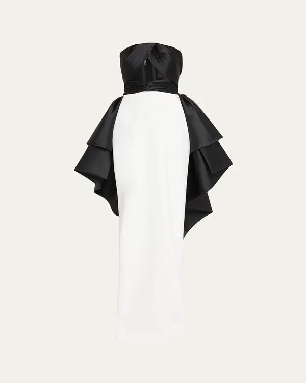Pamella Roland Draped Mikado Corset Gown