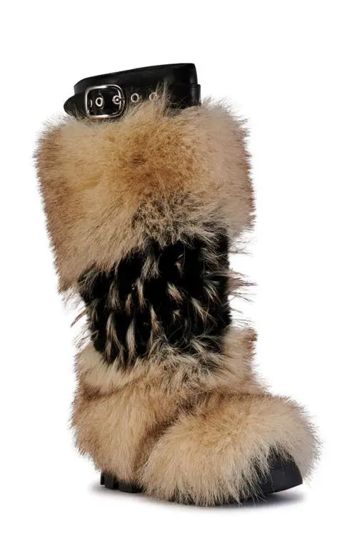 AZALEA WANG Anisa Faux Fur Boots