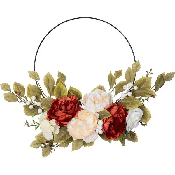 NORTHLIGHT Fall Harvest Artificial Floral Fall Foliage Twig Wreath22 - Orange