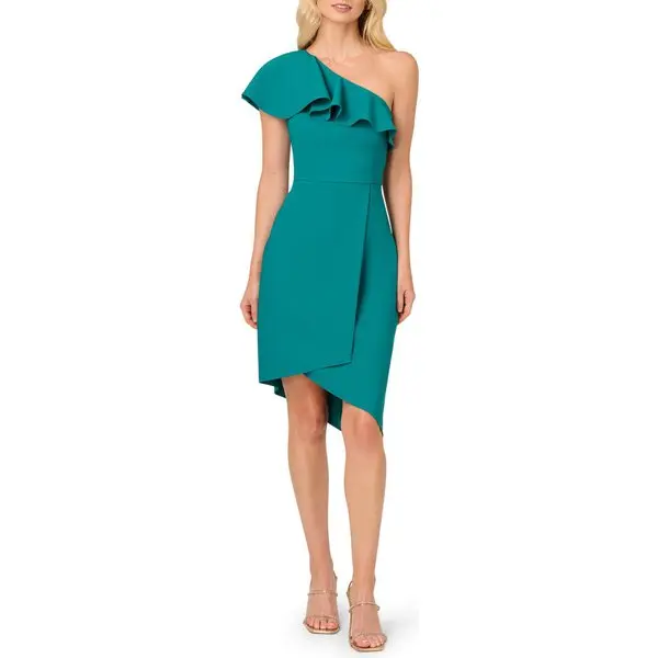adrianna papell emerald green dress Emerald Green /Baby Blue Sexy A Line Women Formal Prom Gowns with Spli –  Siaoryne main image 1