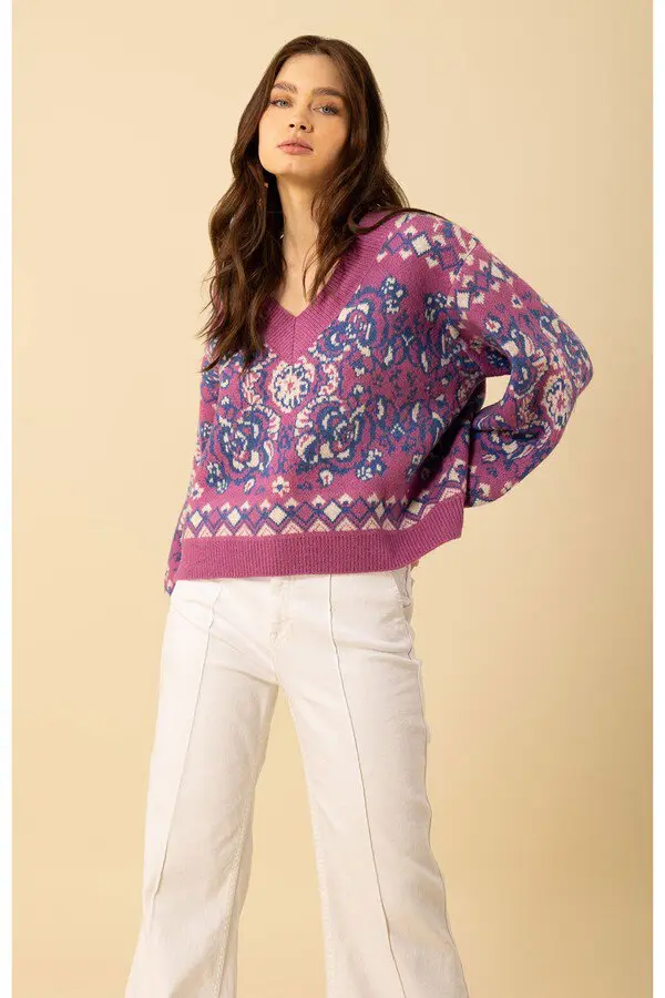 Hale Bob Jessica Jacquard Sweater - Black