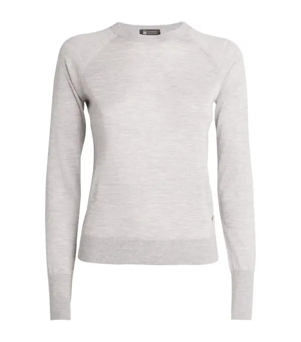 Lanificio Colombo Cashmere-Silk Crew-Neck Sweater Grey
