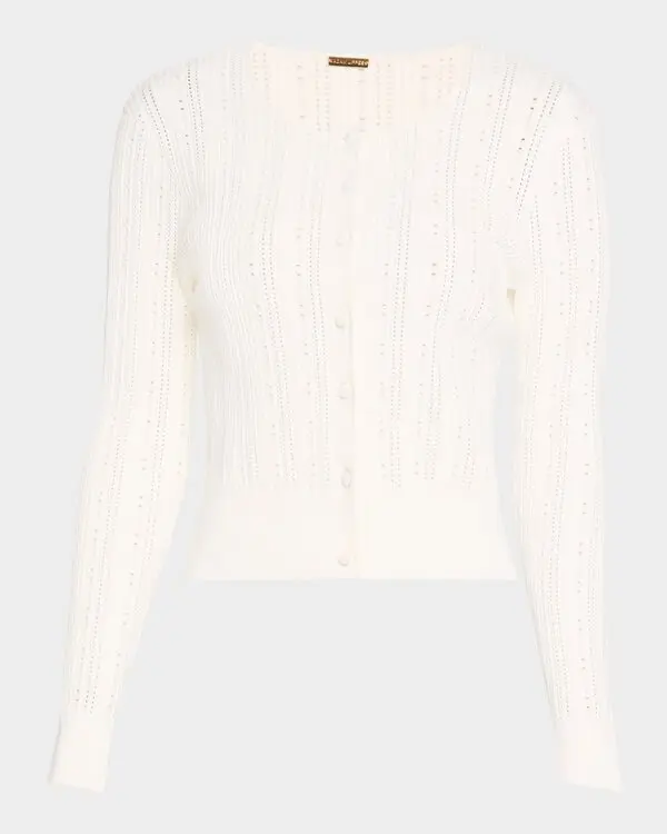 Adam Lippes Pointelle Jacquard Crop Cardigan - Ivory
