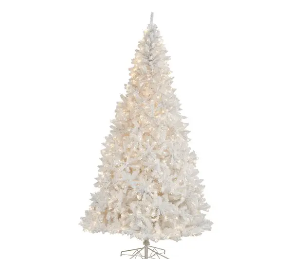 NEARLY NATURAL 11' White Christmas Tree With 10 00 Led Lights