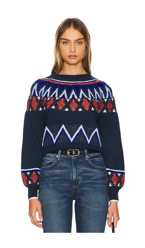 Buy Sundry Fairisle Crew Neck Sweater Deep Navy At 43% Off