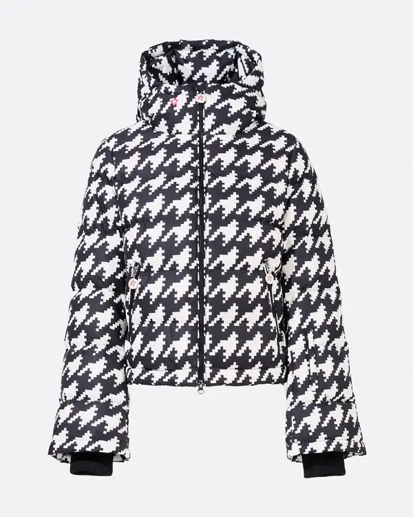 Perfect Moment Houndstooth Polar Flare Down Jacket - Houndstooth-black-snow-white