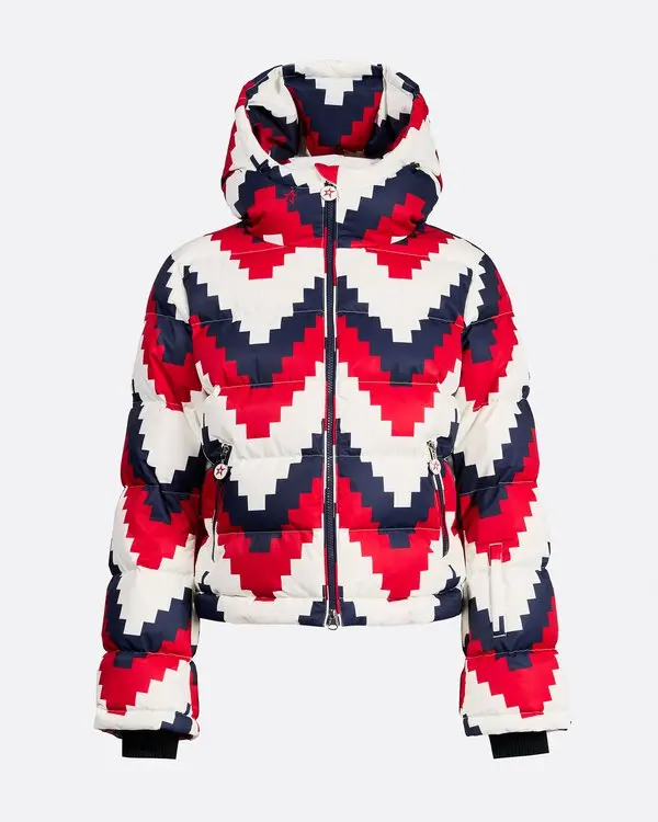Perfect Moment Chevron Polar Flare Down Jacket - White-red