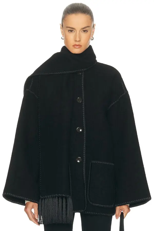 TOTÊME Embroidered Scarf Jacket - Black