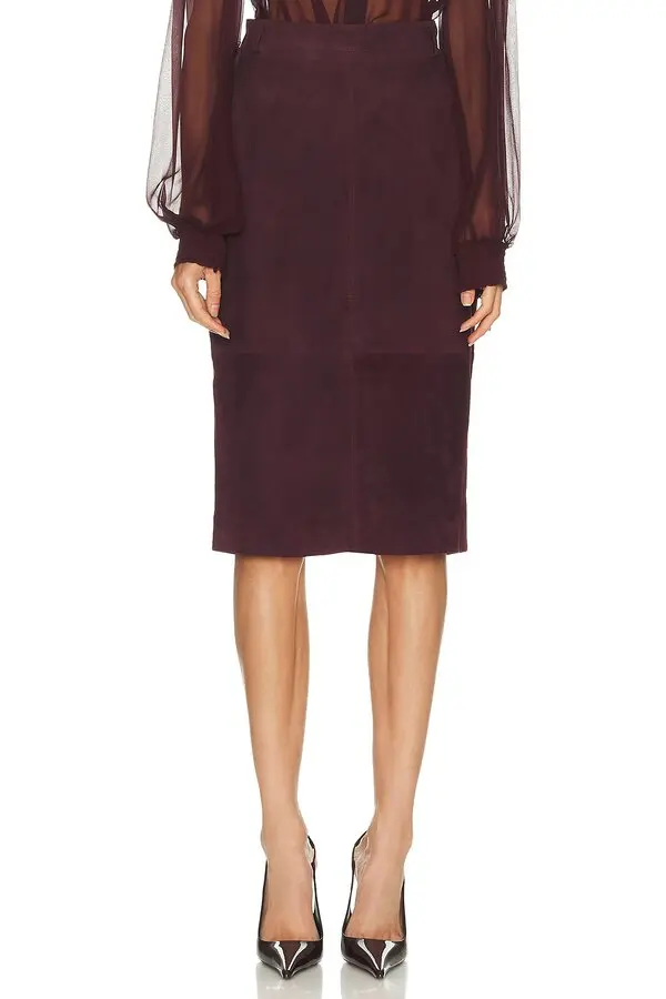 Retrofete Marcella Suede Skirt - Bordeaux