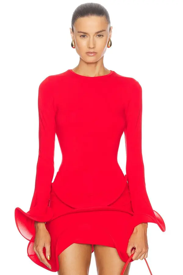 SID NEIGUM Wave Sleeve Top - Red