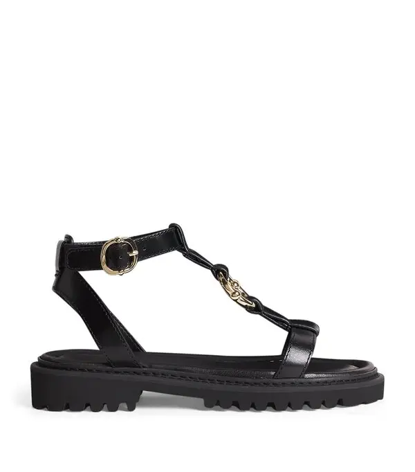 Claudie Pierlot Leather T-bar Sandals - Black