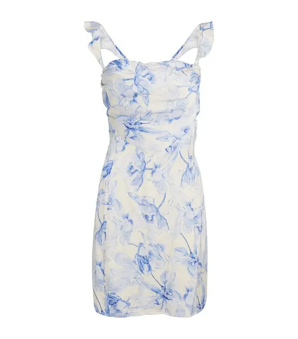 Maje Satin Floral Mini Dress - Blue