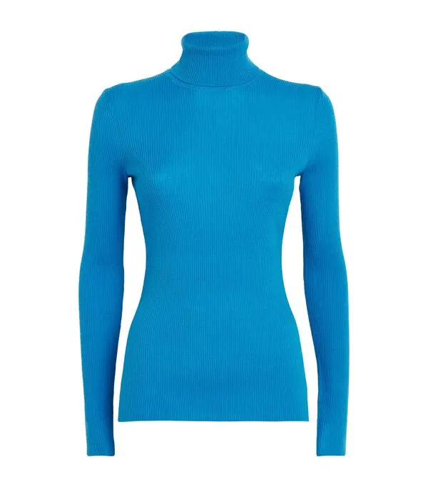 Maje Wool-silk Rollneck Sweater - Blue