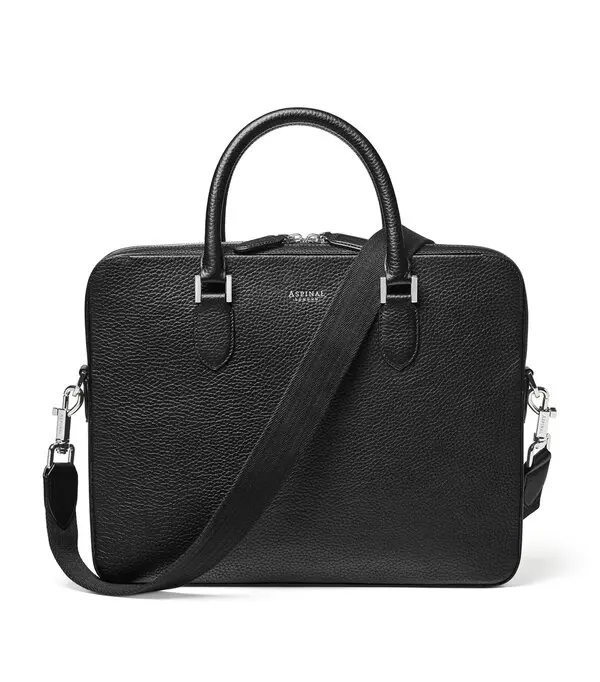 ASPINAL OF LONDON Leather Shield Briefcase - Black