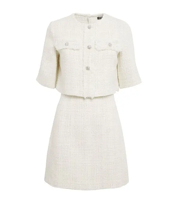 Maje Tweed Mini Dress And Jacket Set - White