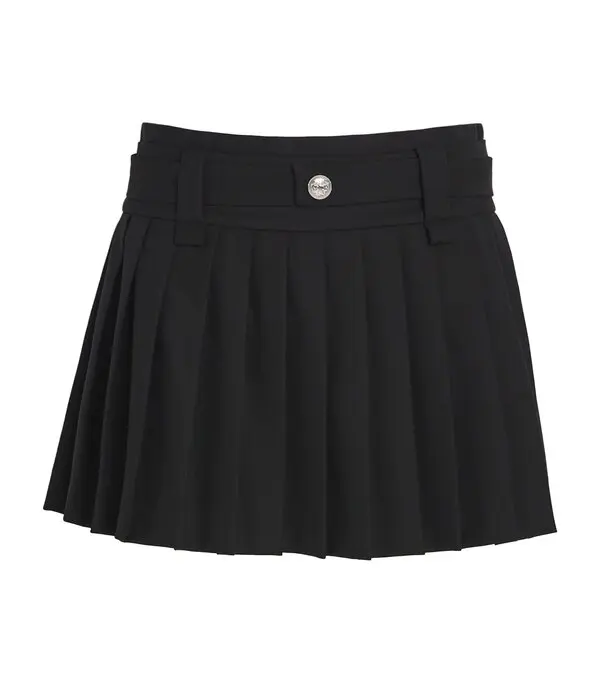 Maje Pleated Mini Skirt With Detachable Belt - Black