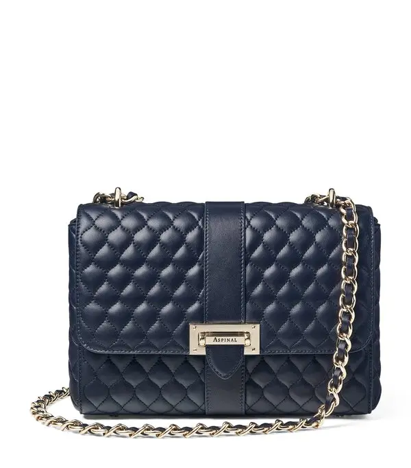 ASPINAL OF LONDON Large Lottie Shoulder Bag - Navy