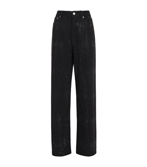 Maje Rhinestone-embellished Wide-leg Jeans - Black
