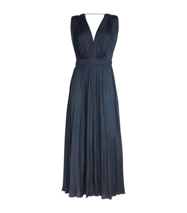 Maje Revillou Pleated Midi Dress - Blue