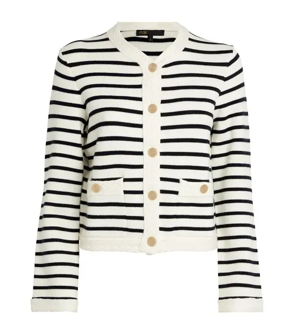Maje Striped Knit Cardigan - Blue