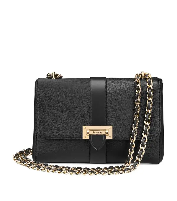ASPINAL OF LONDON Large Leather Lottie Cross-body Bag - Black