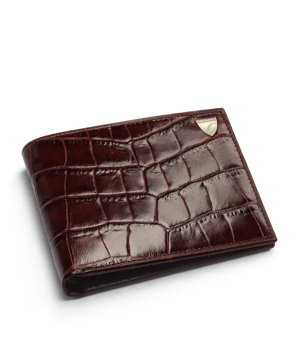 ASPINAL OF LONDON Croc-embossed Leather Bifold Wallet - Brown