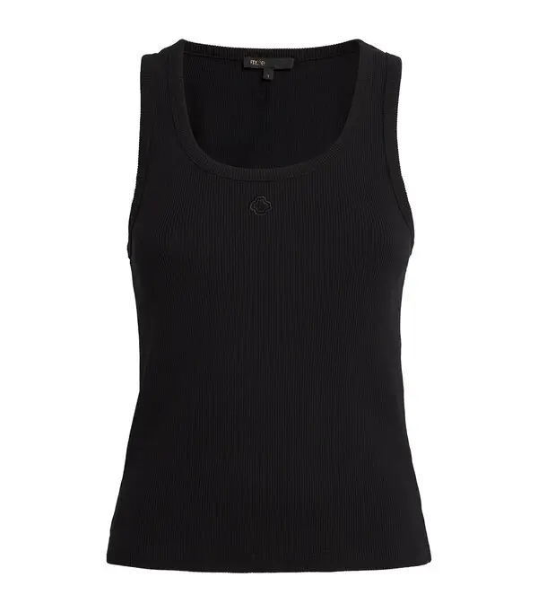 Maje Stretch-cotton Rib-knit Tank Top - Black