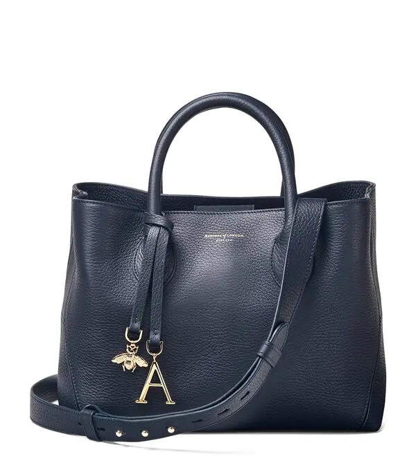 ASPINAL OF LONDON Midi Leather London Tote Bag - Blue