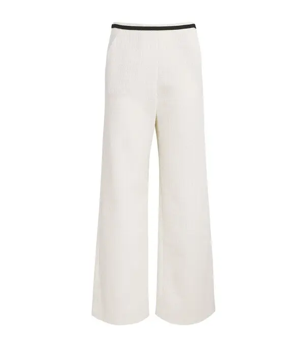 Maje Tweed Wide-leg Trousers - White