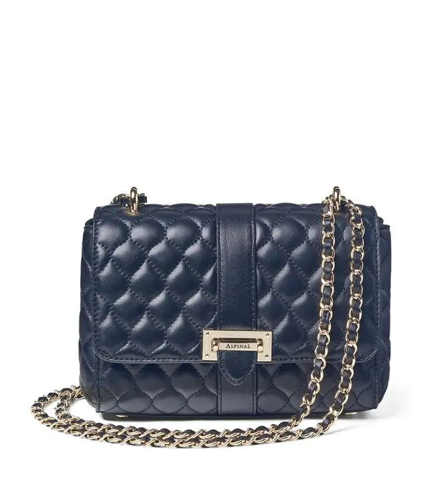 ASPINAL OF LONDON Leather Lottie Shoulder Bag - Navy