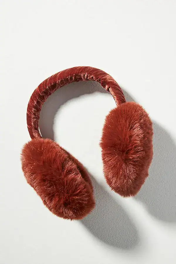 NWT Anthropologie Faux Fur Brown Velvet Earrmuffs Faux Fur Velvet Earmuffs | Anthropologie main image 2