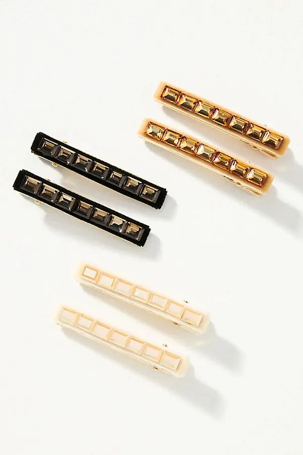 Anthropologie Velvet Stone Barrettes, Set Of 6 In Beige - 29  display picture 2
