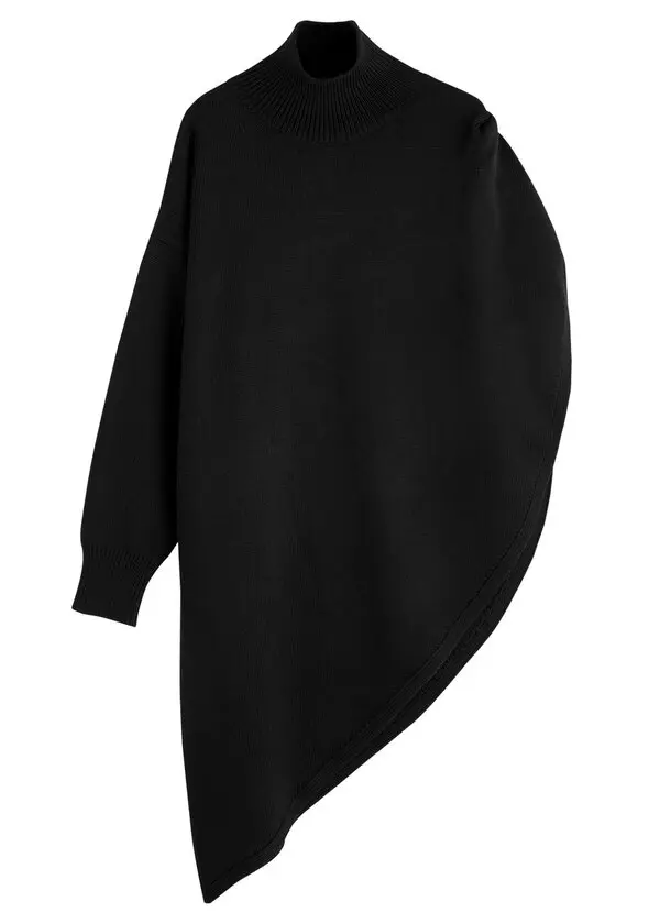 Alaïa Asymmetric Wool Jumper - Black