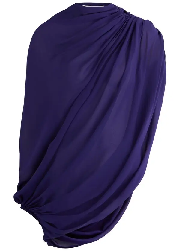 Alaïa Asymmetric Draped Georgette Top