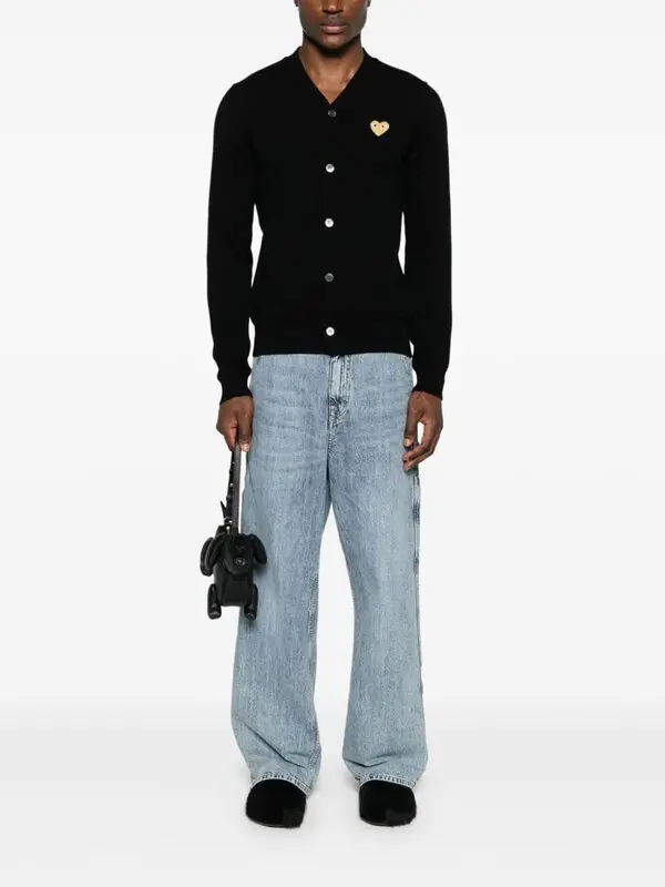 Play Comme Des Garcon Heart-patch Wool Cardigan