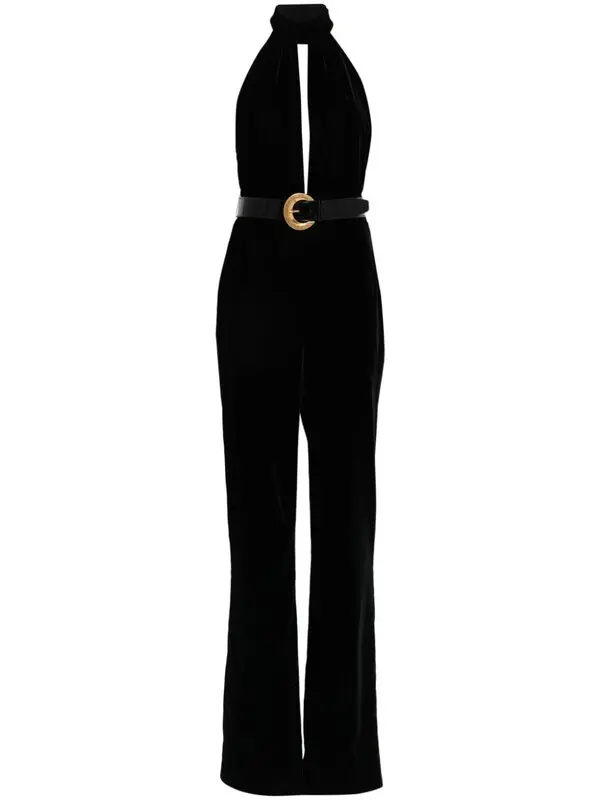 TOM FORD Belted Velvet Jumpsuit - Black