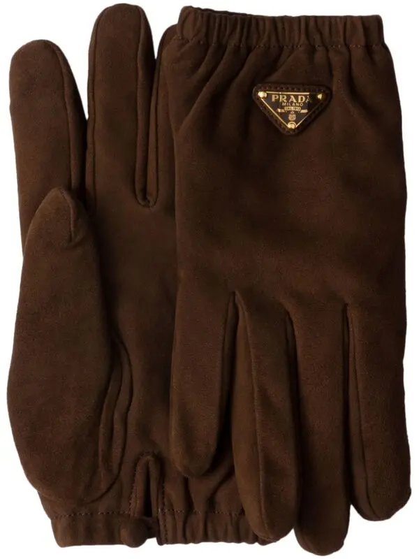Prada Triangle-logo Gloves - Brown