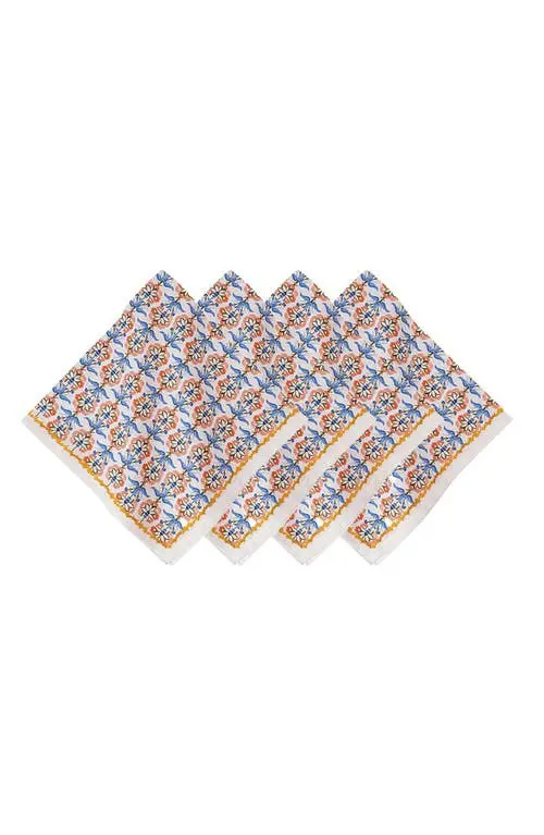 JULISKA Emilie Set Of 4 Floral Napkins - Chambray