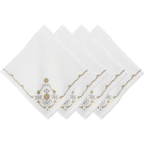 JULISKA Heidi Set Of 4 Embroidered Napkins - Gold/ Silver