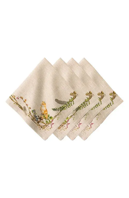 JULISKA Set Of 4 Forest Walk Linen Napkins - Caf Au Lait