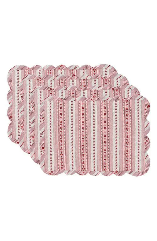 JULISKA Villa Stripe Set Of 4 Quilted Placemats - Red