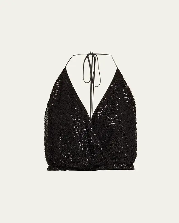Ramy Brook Sullivan Sequined Halter Top